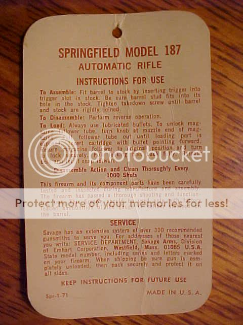 Savage/Springfield Model 187 instructions... | Rimfire Central Firearm ...